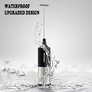 WELLMALL Milk Frother Handheld Battery Operated, Waterproof Electric Whisk Foam Maker for Coffee, Durable original Drink mixer for Latte, Cappuccino, Hot Chocolate, Stainless Steel Frother (RED)