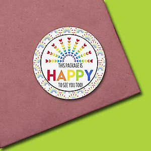 Happy Rainbow Heart Themed Thank You Customer Appreciation Sticker Labels for Small Businesses, 60 1.5" Circle Stickers by AmandaCreation, Great for Envelopes, Postcards, Direct Mail, & More!