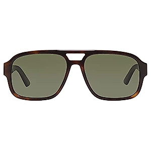 Gucci GG 0925S 002 Havana Plastic Aviator Sunglasses Green Lens