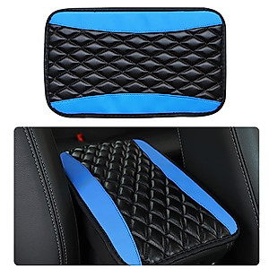 Pincuttee Pu Leather Console Armrest Cover 1PC, Car Center Console Pad Cover,Universal Armrest Box Mat,Waterproof Armrest Cover Center Console Pad(12.6"x7.5", Blue)