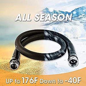 TEKIIOO Short Garden Hose 3ft x 5/8", Garden Lead-In Hose, Heavy Duty, Anti-Kink, Flexible, No-Leaking, MALE to Female, Black