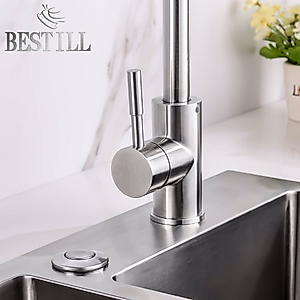 BESTILL Garbage Disposal Air Switch Kit, UL Listed, Sink Top Push Button with Brass Cover, Chrome, Brushed Nickel