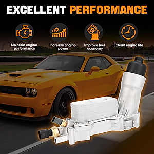 WEILEITE 68310865AB 3.6 Engine Oil Cooler Filter Housing Adapter Compatible With Dodge Journey Charger Challenger Caravan Ram ProMaster Jeep Wrangler Grand Cherokee Chrysler 200 300 2017 2018