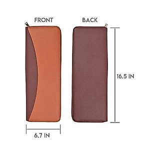 UTILE Tie PU Leather Storage Case for Travel – Holder for Mens Ties, Necktie, Bow Tie, Tie Bar and Cufflinks (17.3 x 6.7 x 1.6 Inches) (Brown, 1 Unit)