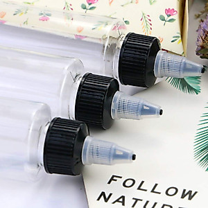 Twdrer 16 Pack Clear Dispensing Bottles with Twist Top Cap,Small Boston Round LDPE Plastic Squeeze Bottles(4oz/120ml)