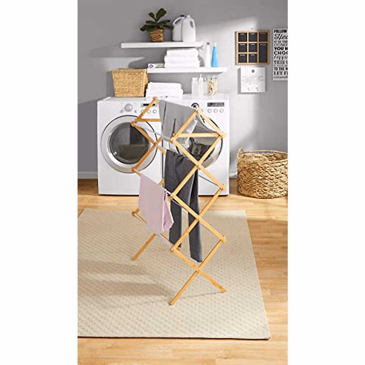 Deahun Mainstays Space-Saving Collapsible Bamboo Laundry Drying Rack