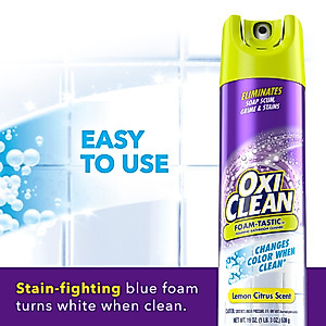 OxiClean Foam-Tastic™ Foaming Bathroom Cleaner, Citrus Scent, Eliminates Soap Scum, Grime and Stains, 19 oz Spray Can