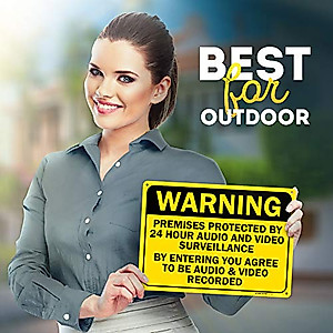 Warning 24 Hour Audio and Video Surveillance Sign,Made Out of .040 Rust-Free Yellow Aluminum, Indoor/Outdoor Use, UV Protected and Fade-Resistant, 10" x 14", by My Sign Center