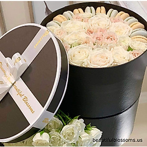 UNIKPACKAGING Premium Quality Round Flower Box, Gift Boxes for Luxury Flower and Gift Arrangements, Set of 3 pcs (L/M/S) (Black with White Rim)