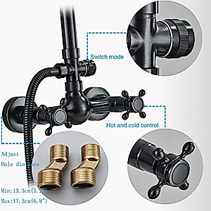 Senlesen Outdoor Shower Fixture Combo Set Oil Rubbed Bronze 8 Rainfall Shower Head Wall Mount 2 Dual Function