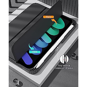 ZtotopCases iPad Mini 6 Case (8.3 Inch) 2021 with Pencil Holder, Transparent Clear Back Shell, Slim Lightweight TPU Trifold Stand Cover Auto Sleep/Wake for iPad Mini 6th Generation 8.3'', Black