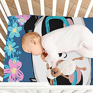 Panda Bear Baby Crib Sheets Soft Toddler Bed Sheets Breathable Mattress Cover Crib Mattress Sheet for Boy Toddler Baby Gifts Bed Mattress, 39 * 27 * 5in