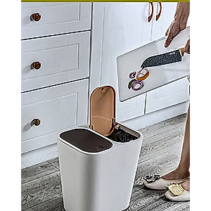UNIONTOP Garbage Can with Lid Slim Trash Can for Kitchen Bathroom Bedroom Office, Dog Proof Trash Can Orange, Trash Classification Cans