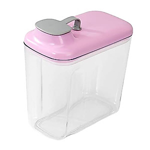 Dolity Large Airtight Dog Food Storage Container Seal Buckles Food Dispenser Bin Farmhouse Box for Cereal Rice Flour Animal Seed Regular Food, Pink 1.5L