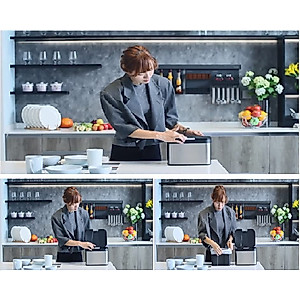 Compost Bin for Kitchen, Countertop Compost Bin, Body Stainless Steel with Lid, 1.13 Gallon with Inner Bucket Compact and Easy Clean (Black Silver)