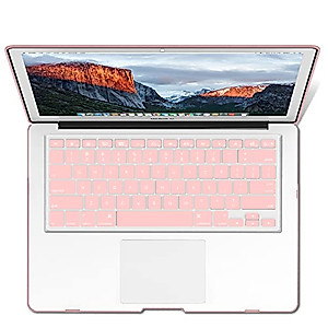 IBENZER Compatible with Old Version MacBook Air 13 Inch Case (2010-2017 Release). Models: A1466 / A1369, Plastic Hard Shell Case with Keyboard Cover for Mac Air 13, Rose Quartz, A1301RQ+1