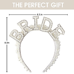 Agkvw Pearl Bride Headband - Bachelorette Party Decorations, Bridal Veil Hairband for Bride-to-Be