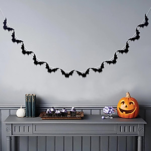 Black Bat Garland - Halloween Bat Banner, Bat Bunting, Gothic Halloween Party Decor, Gothic Bat Banner, Halloween Mantel Decor (Bat Banner)