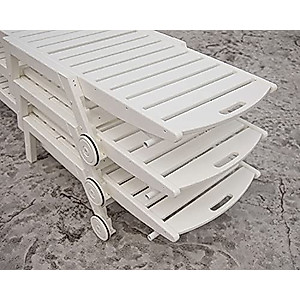 POLYWOOD NAW2280WH Nautical Wheeled Chaise, Stackable, White