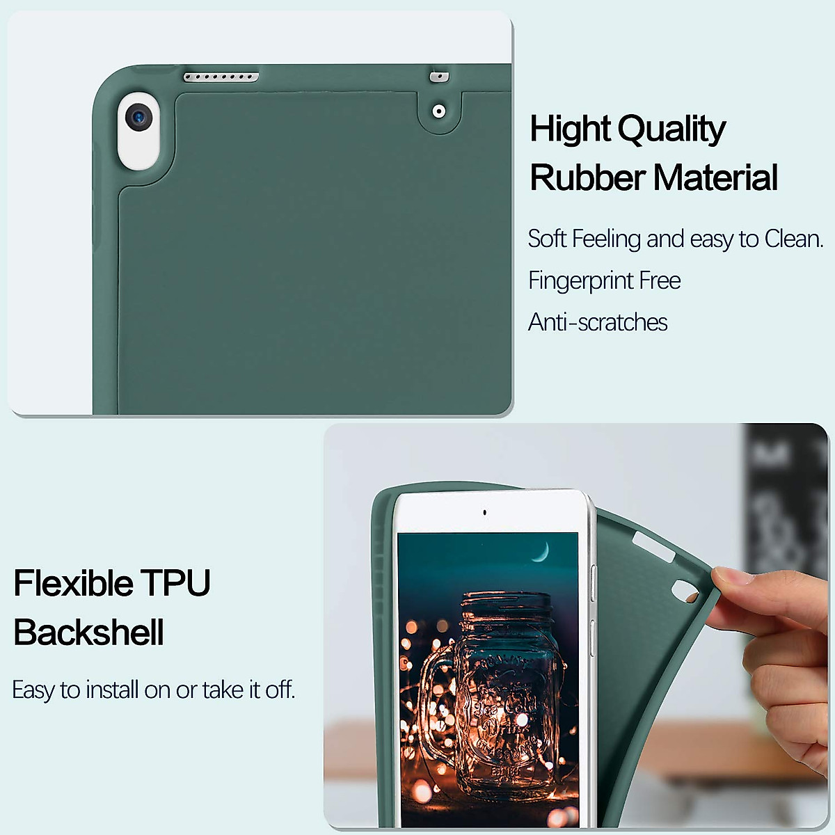 BENTOBEN Case for iPad Air 10.5" (3rd Gen) 2019 / iPad Pro 10.5" 2017 with Pencil Holder, Premium Protective Tablet Case Slim Soft TPU Back Smart Cover Auto Sleep/Wake for Apple iPad Air 3, Dark Green