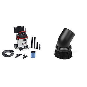 RIDGID 50353 1610RV Stainless Steel Wet Dry Vacuum, 16-Gallon Shop Vacuum with Cart, 6.5 Peak HP Motor & Workshop Wet/Dry Vacs Vacuum Accessories WS25001A Shop Vacuum Brush Attachment