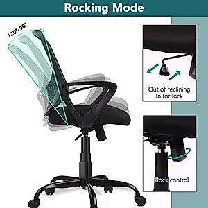 Home Office Chair Ergonomic Computer Desk Chair Mesh Mid-Back Height Adjustable Swivel Chair with Armrest, Black