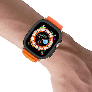 Yrzper Compatible with Apple Watch Ultra 49 mm case All-Round Shockproof TPU Silicone Protective Cover Bumper Shock-Absorbing Scratch-Resistant for (Black)