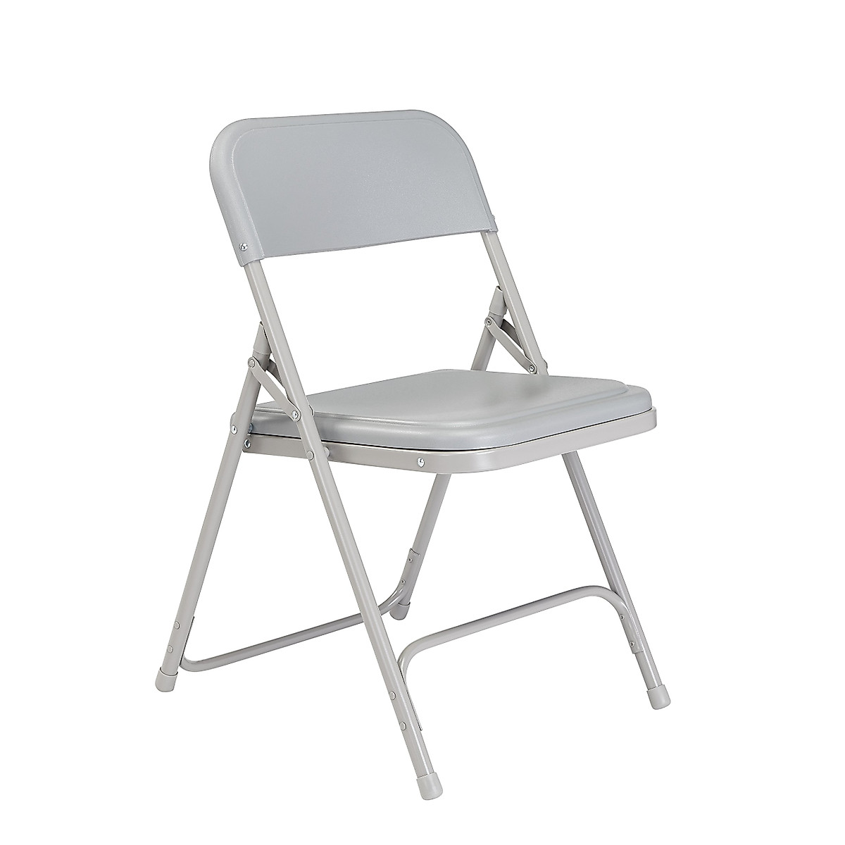 National Public Seating 800 Series Steel Frame Premium Light Weight Plastic Seat and Back Stacking Folding Chair with Double Brace, 480 lbs Capacity, Grey