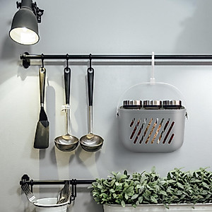 DOITOOL Hanging Shower Caddy Plastic Hanging Shower Basket Portable Kitchen Organizer Storage Basket with Hook for Home Bathroom Kitchen, Grey Plastic Shower Caddy Basket