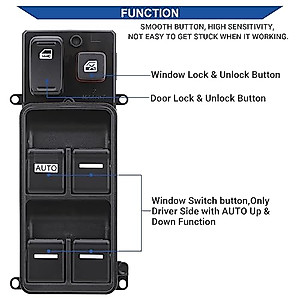 AiYiGu Master Power Window Switch Front Left Driver Side, Compatible with Honda Accord CM5 CM6 Sedan 2003 2004 2005 2006 2007, Replaces 35750-SDA-H12