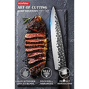 KONOLL Slicing Carving Knife 8 Inch Razor Sharp Sashimi Knife, Forged Hammered High Carbon Steel Kitchen Knife with wooden Handle