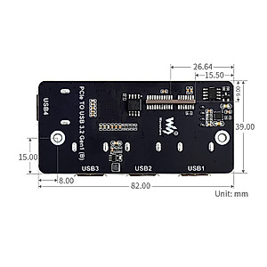PCIe to USB 3.2 Gen1 Adapter Designed for Raspberry Pi Compute Module 4 IO Board(CM4), 4X High Speed USB Ports,Compatible with USB 3.0/2.0/1.1