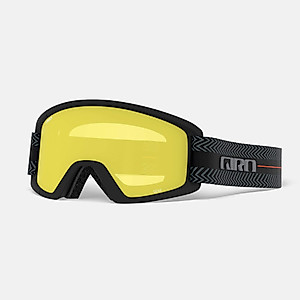 Giro Semi Ski Goggles - Snowboard Goggles for Men, Women & Youth - Black Techline Strap with Amber Scarlet/Yellow Lenses
