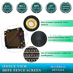Ifenceview 4'x5' to 4'x50' Brown Shade Cloth/Fence Privacy Screen Fabric Mesh Net for Construction Site, Yard, Driveway, Garden, Railing, Canopy, Awning 160 GSM UV Protection (4' x 5')