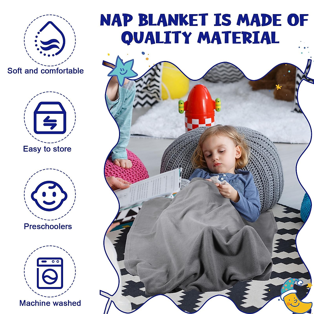 Newwiee 12 Pcs Fleece Daycare Cot Blankets, 39 x 59 Inch Lightweight Cozy Rest Blanket, Warm Nap Blanket for Kids Boys Girls Toddler Nursery Preschool(Gray)