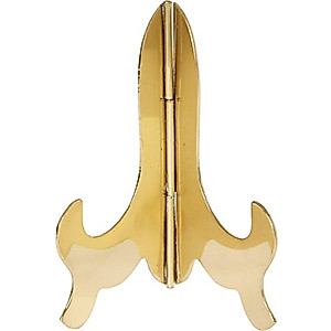Bard's Hinged Brass Plate Stand, 5" H x 4" W x 2.75" D (For 5" - 7.5" Plates)