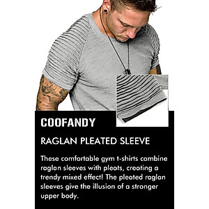 COOFANDY Mens Muscle Gym T-Shirts Fashion Hip Hop Shirt Light Grey L