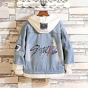 KPOP Stray Kids Merch, Stray Kids Hoodie Felix Hyujin I.N Jisung Woojin Denim Jacket
