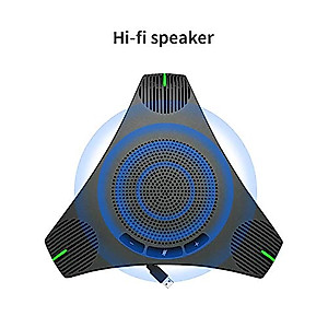 Conference Microphone Omnidirectional USB Speakerphone Microphone for 8-10 People Business Conference,360° Omnidirectional Microphone Intelligent DSP Noise Reduction for Video Meeting (Gray)
