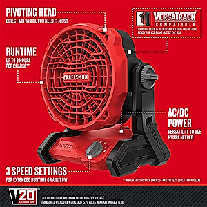 CRAFTSMAN 20V MAX* Cordless Fan, Tool Only (CMCE001B)