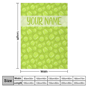 Personalized Tennis Blanket with Text Name Custom Tennis Throw Blanket for Girls Boys Tennis Themed Gifts Tennis Fleece Blanket Lightweight, Soft, Comfortable, Warm