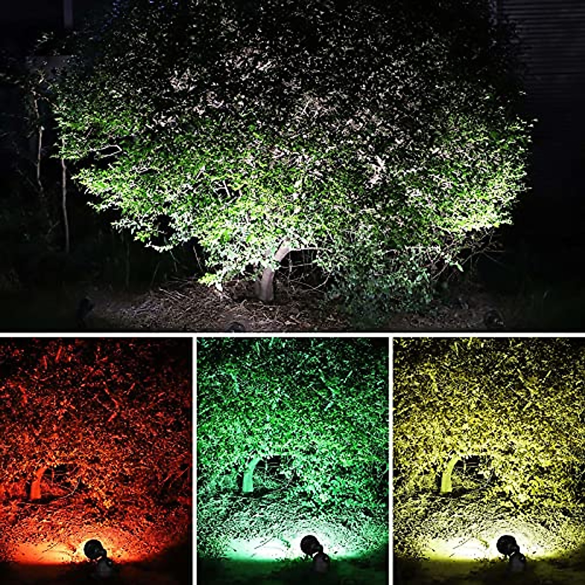 EDISHINE Spotlight Outdoor LED with 3 Lenses (Red Yellow Green), Dusk to Dawn Light Sensor Plug in Landscape Light, 120V 12W LED Spot Light Outdoor with 3 FT Extension Cord, UL Listed
