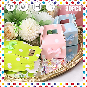 HONEYGIFTS 30PCS Polka Dot Favor Boxes, Gable Treat Boxes Small Candy Boxes Colorful Polka Dot Boxes Party Supplies for Kids Snacks Candy Birthday Party Wedding