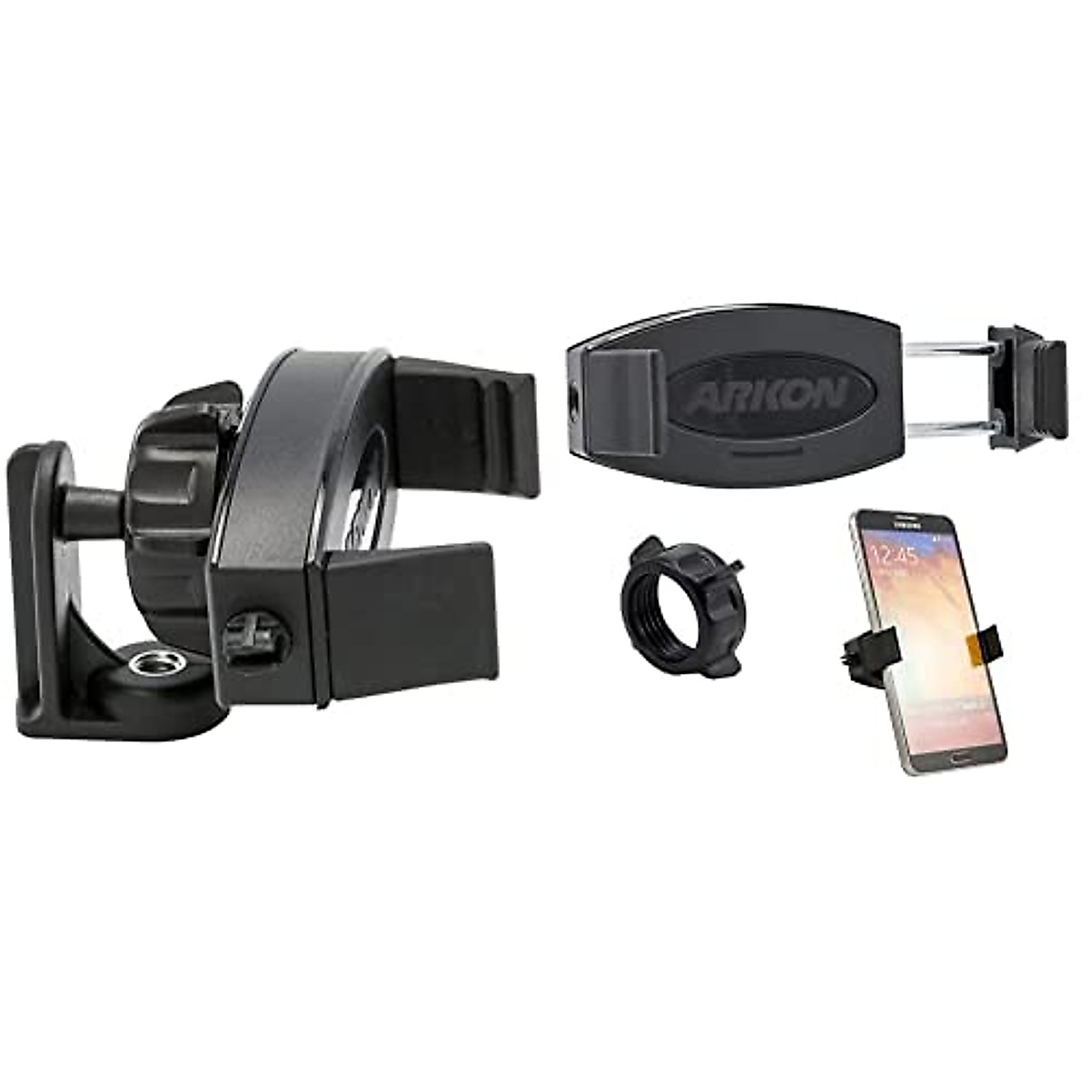 Arkon Tripod Adapter with Phone Holder for iPhone XS Max XS XR X 8 Galaxy S10 S9 Note 9 8 Retail Black & Mobile Grip 2 Phone Holder for iPhone 7 6S Plus 6 Plus 6S 6 5S Galaxy S7 S6 Note 5 Retail Black