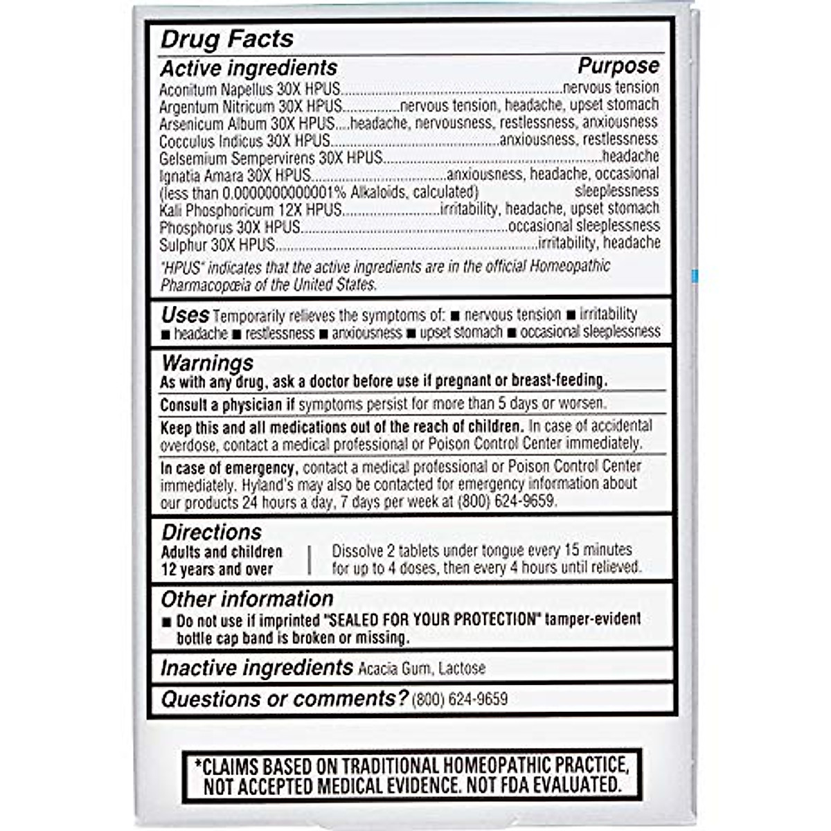 Hyland's Stress and Tension Headache Relief Hyland’s Young Adult Serene Relief Feelings Anxiety Quick Dissolving Tablets, 50 Count