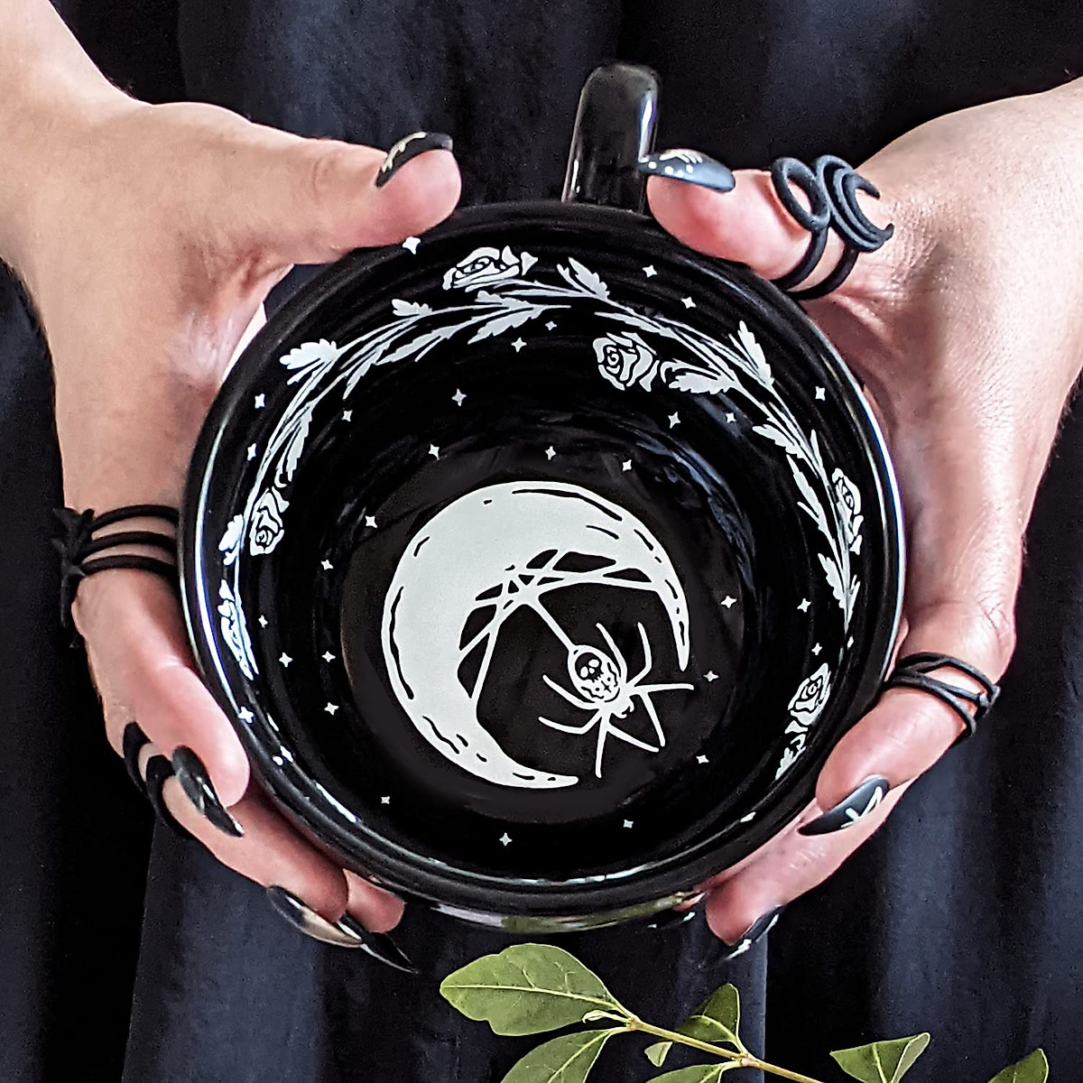 Rogue Wolf La Lune Large Gothic Moon Mug - Halloween Decor Ceramic Cup for Tea/Coffee