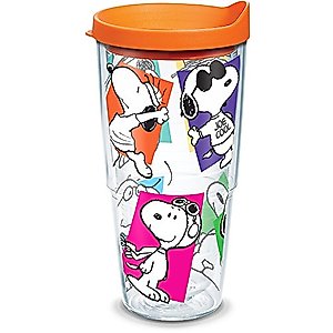 Tervis Peanuts Multi-Snoopy Made in USA Double Walled Insulated Tumbler Cup Keeps Drinks Cold & Hot, 24oz, Clear