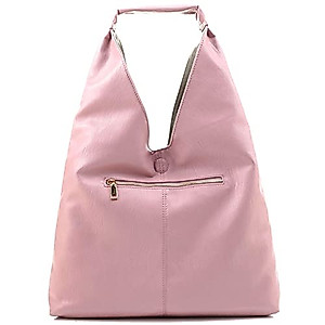 Reversible Large Oversized Vegan Leather Lightweight Simple Tote Handbag Purse (Taupe/Light-Taupe)