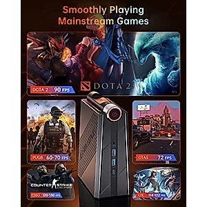 KAMRUI Ryzen Mini PC Gaming,32GB DDR5 Dual Channel 512GB SSD Mini Computer Tower with AMD Ryzen 7 7735HS, Small Desktop Computers Support 4K Triple Screen,RGB Lights,WiFi6,BT5.2,Type C,Windows 11 Pro