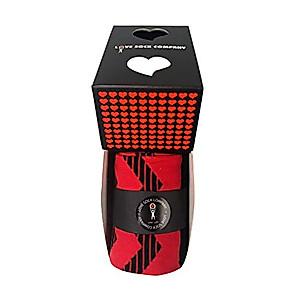 Love Sock Company Zig Zag Red Dress Socks Black Stripes - Individually Gift Box - Groomsmen socks - Christmas stocking Stuffers - Organic Cotton - Made in Europe (Red, 1)